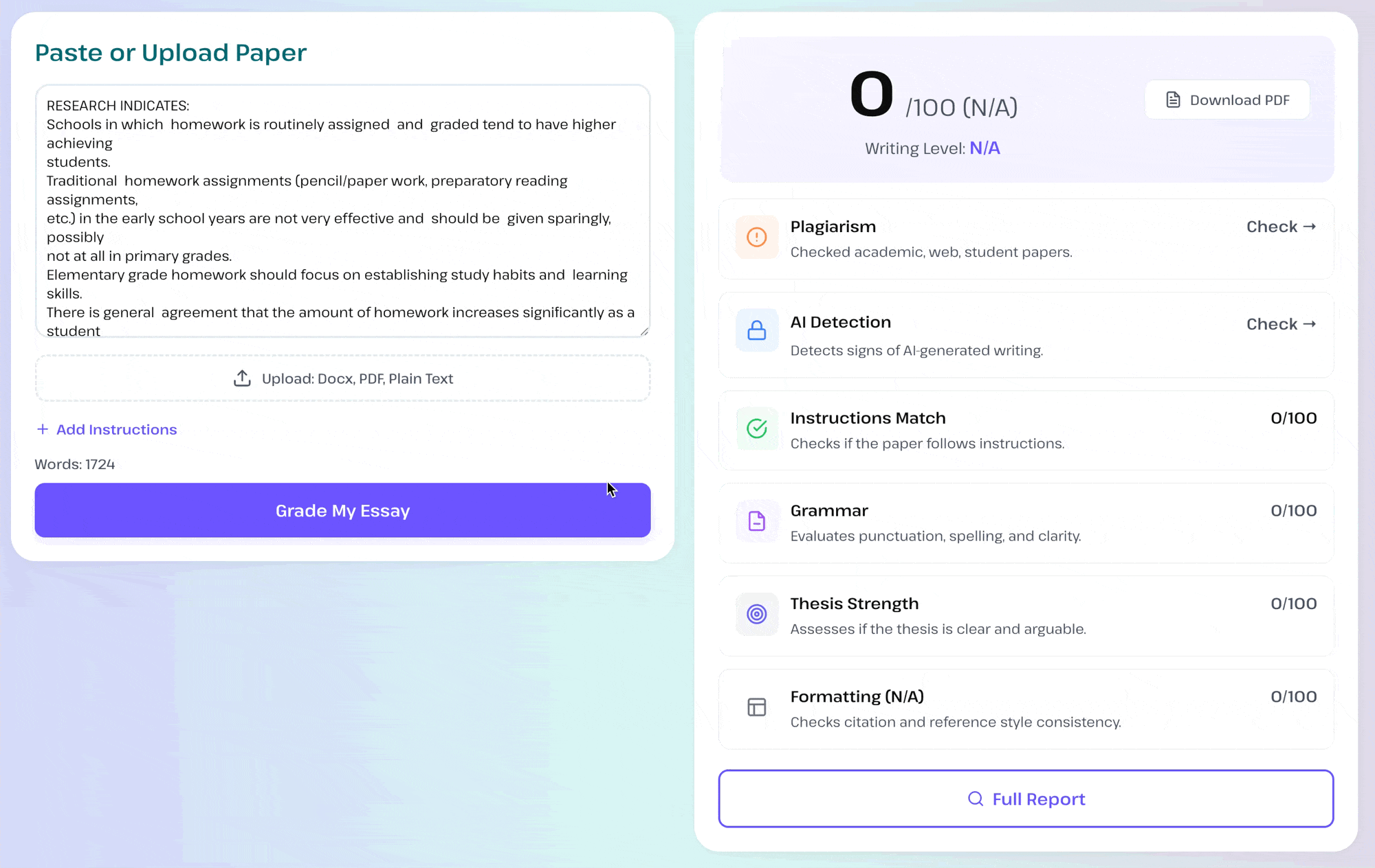 Free AI Essay Grader Tool with AI Checker